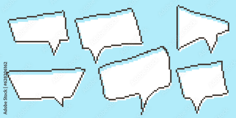 Pixel speech bubble Collection chart dialogue boxes. Retro game 8 bit ...