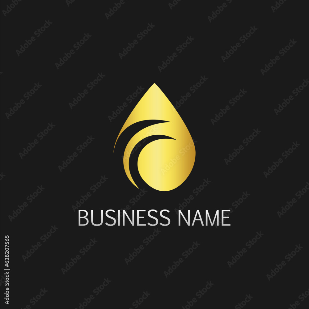 Gold droplet water bio logo vector image Stock Vector | Adobe Stock