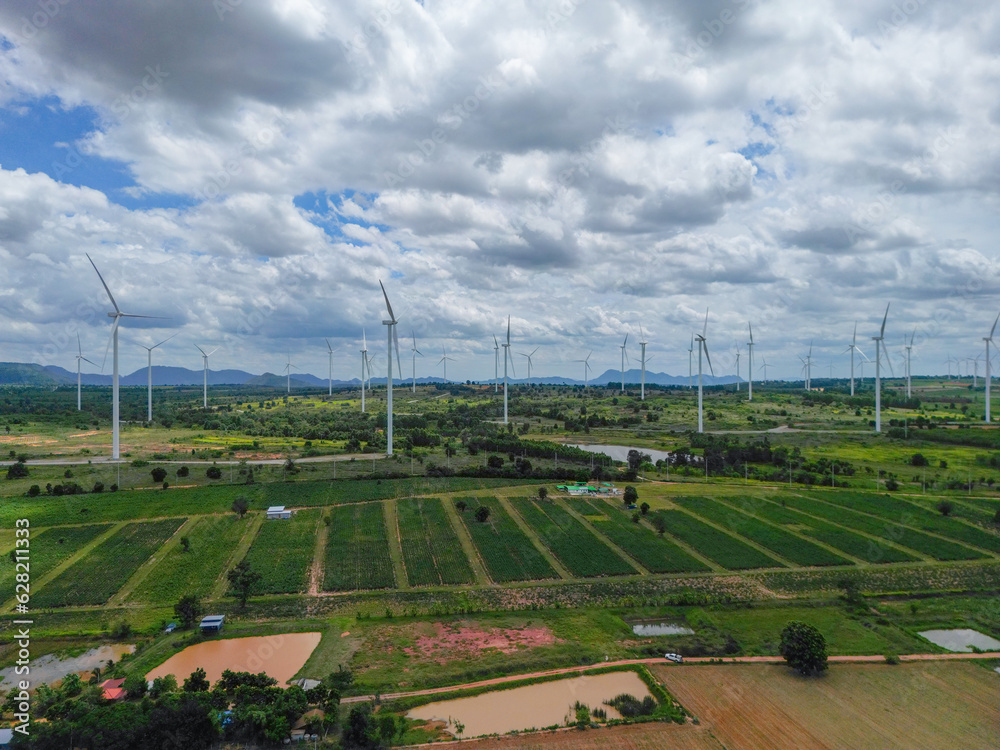 Aerial wind of wind turbine generators produces extricate energy in ...