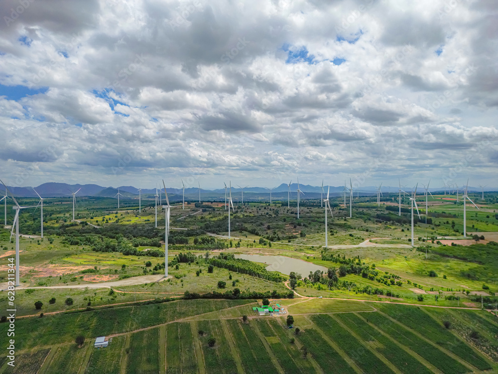 Aerial wind of wind turbine generators produces extricate energy in ...