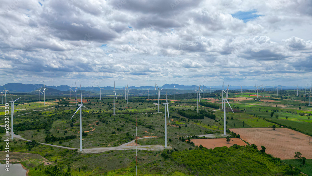 Aerial wind of wind turbine generators produces extricate energy in ...