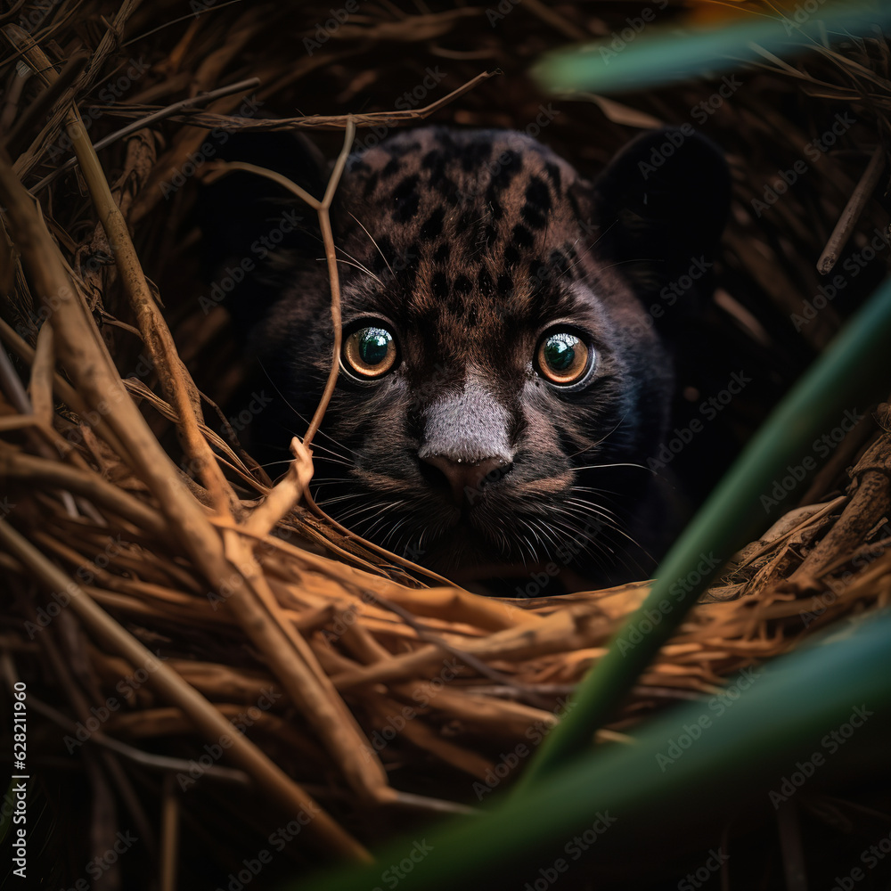 Prize-winning portrait of baby panther in nest. Intense cuteness of big ...