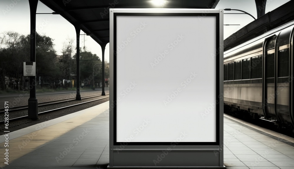 billboard or blank poster, blank white mast banner mockup, front view ...