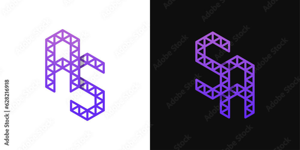 Letters AS and SA Polygon Logo Set, suitable for business related to ...