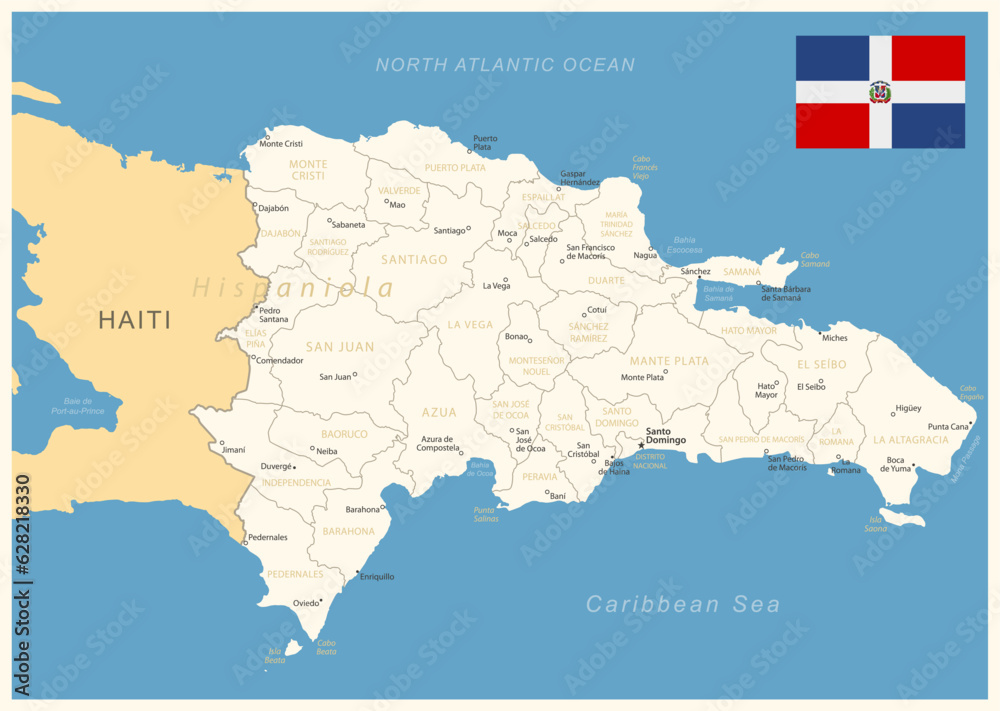 Dominican Republic - detailed map with administrative divisions and ...
