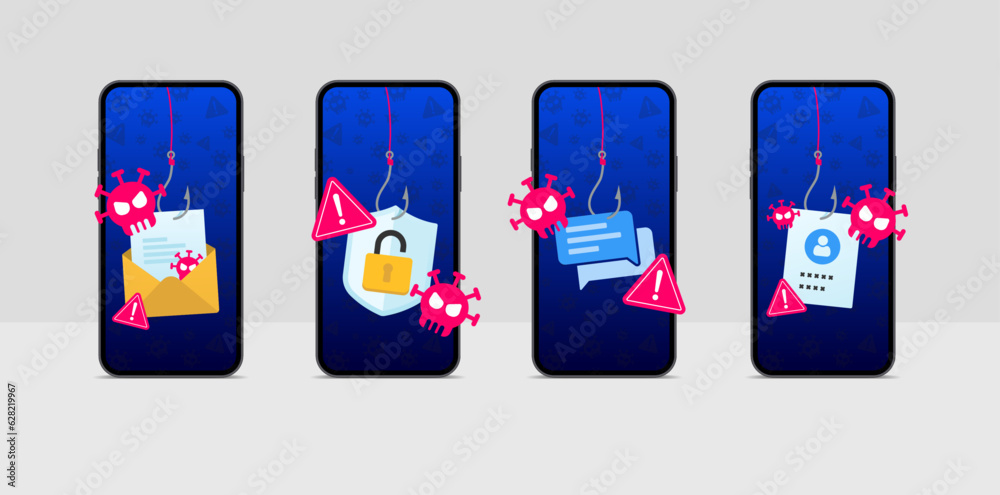 Cyber Security Phishing Threat On Mobile Cyber Security Illustrations Stock Vector Adobe Stock