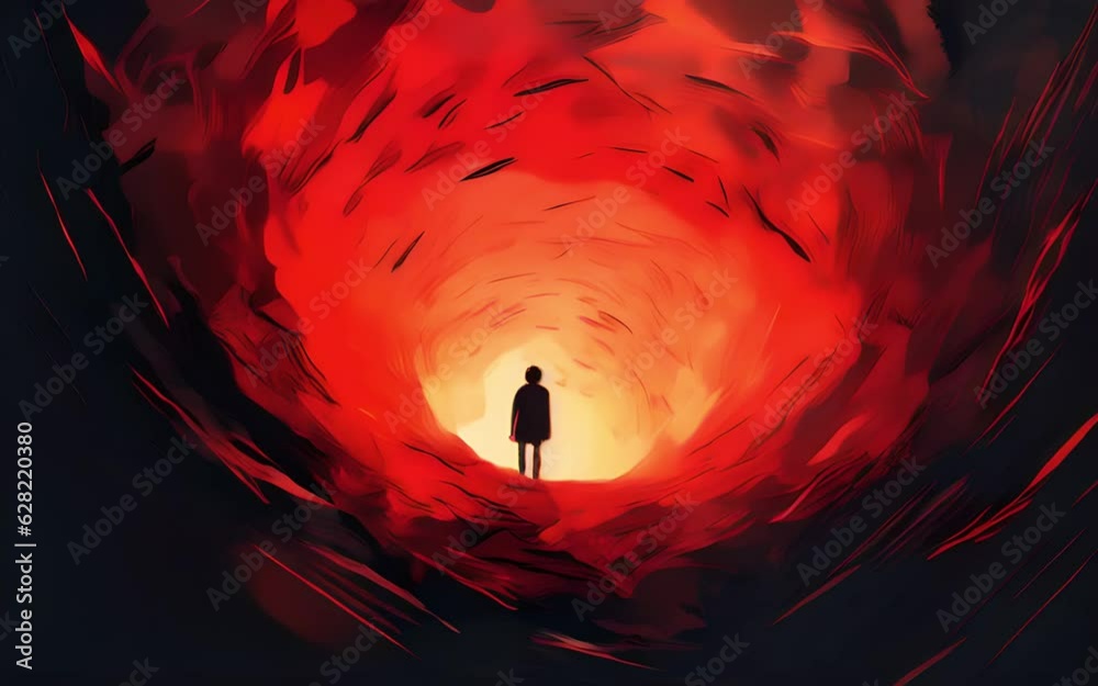 An individual is being dragged into a dark and bottomless abyss ...