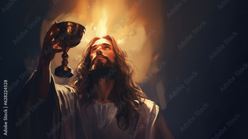 Sacrament: The Eucharist, Holy Communion, Lord's Supper with copy space ...