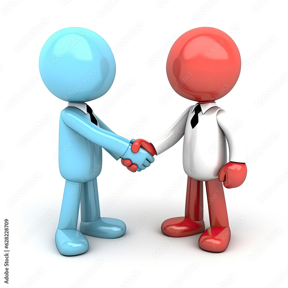 Cartoon character handshake. Business clip art isolated on white ...