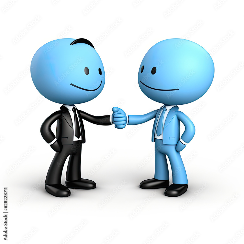 Cartoon character handshake. Business clip art isolated on white ...