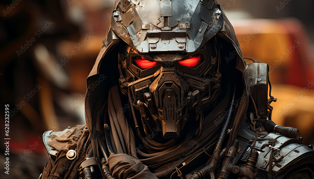 masked post apocalyptic bounty hunter concept . generative ai Stock ...