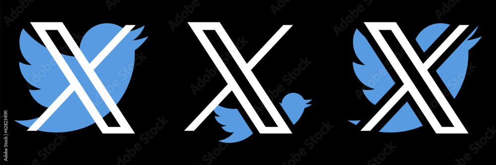 X and Twitter apps logos. New Twitter logo X. Twitter X Logo. X Letter ...