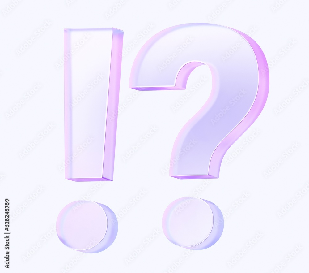 exclamation mark and question mark icon with colorful gradient. 3d ...