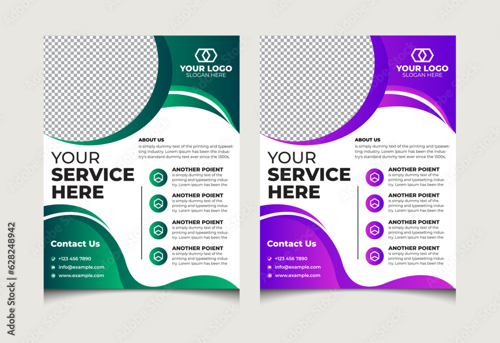 Set two color of modern creative minimalist corporate business flyer ...