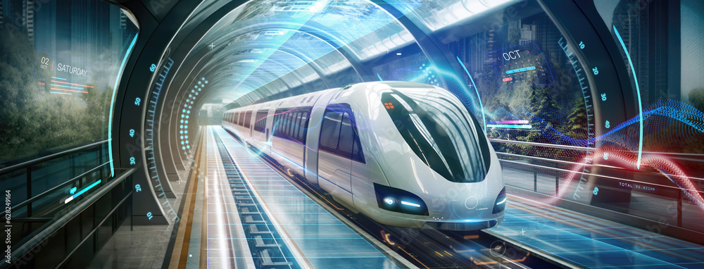 futuristic bullet train or hyperloop ultrasonic train cabsul with full ...