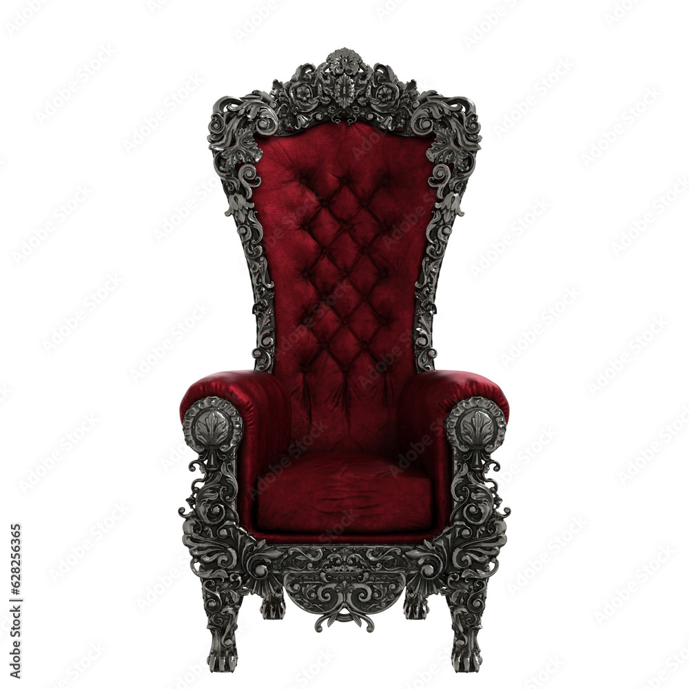 3d rendering throne red chair fantasy isolated Stock Illustration ...