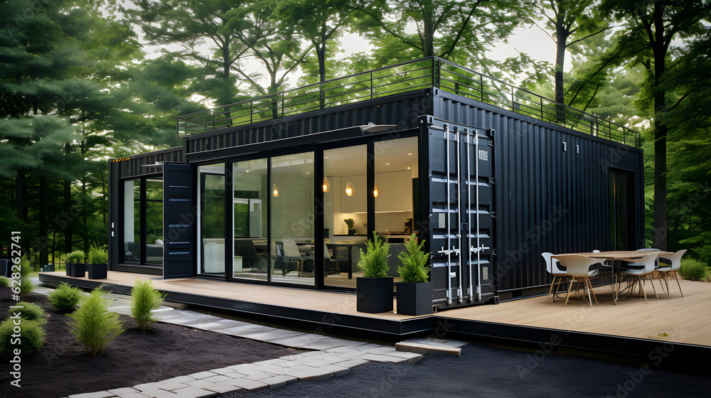 Shipping Container Modern House, Black, Innovative Design Redefining ...