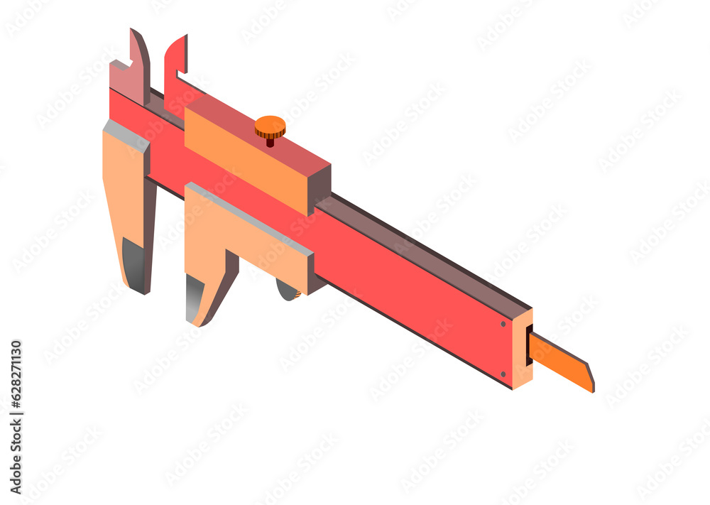 A Vernier caliper isolated on white background.. Its a visual aid to ...