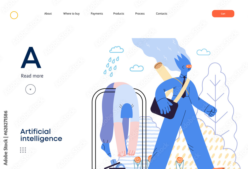 Artificial intelligence illustration. Job -modern flat vector concept ...