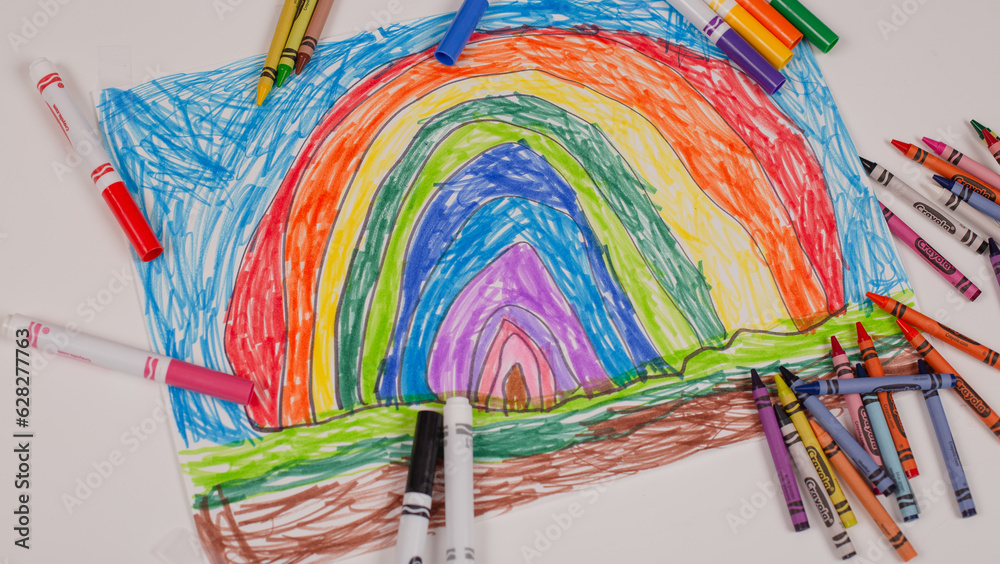 Drawing of a rainbow child artwork using markers crayola Drawing of a ...