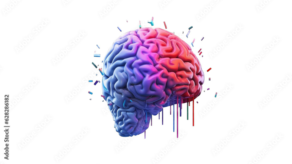 Colorful depiction of left and right sides of brain isolated on ...