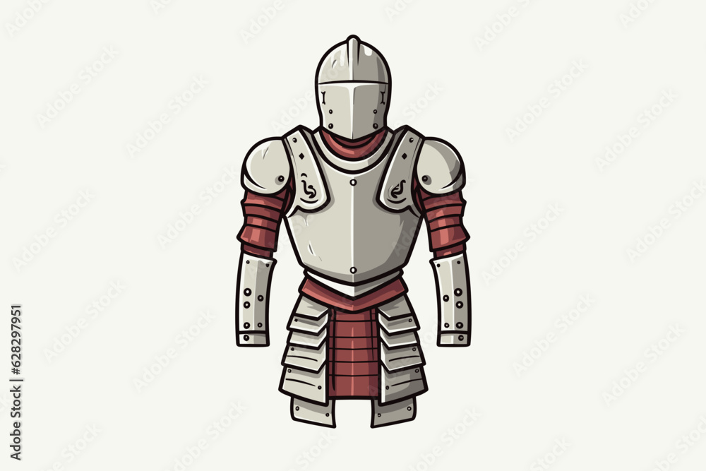 Doodle inspired Suit of Armor, cartoon sticker, sketch, vector ...