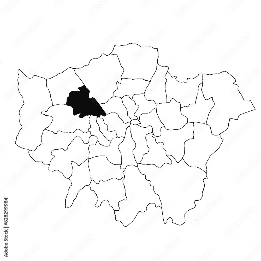 Map of Brent in Greater London province on white background. single ...