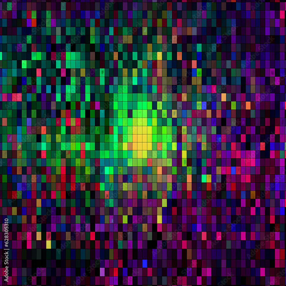 2D abstract neon colourised square grid pixel Stock Illustration ...