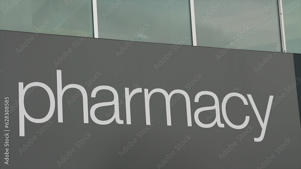 pharmacy writing caption text sign in white writing on gray background ...
