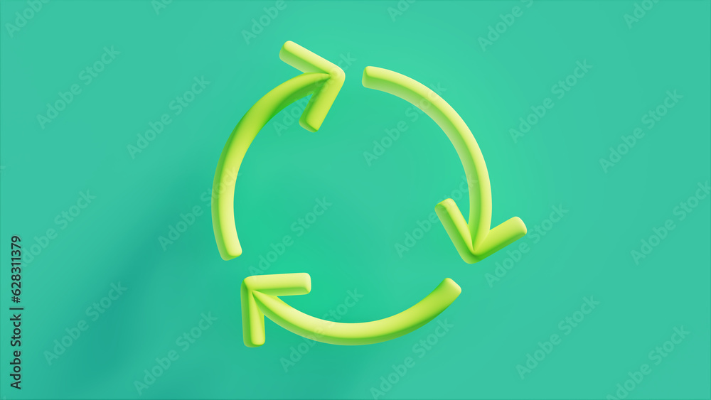 Circle formed by curved arrows as a symbol of recycling, 3d ...