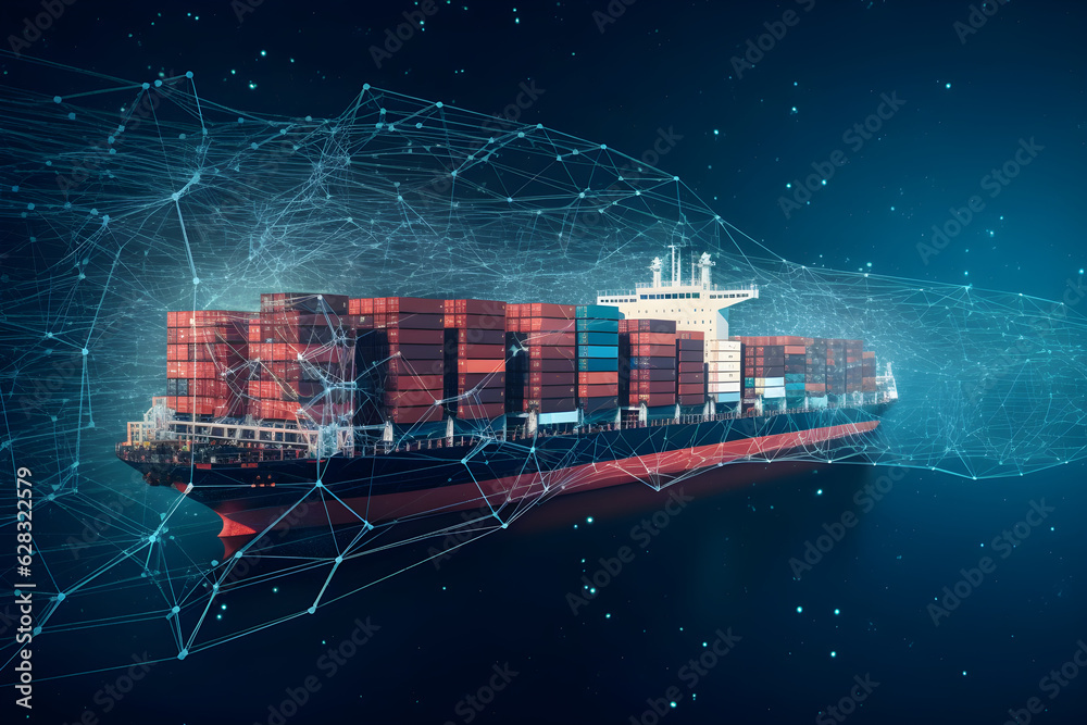 technology cargo container ship futuristic global logistics ...