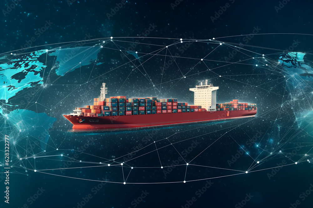 technology cargo container ship futuristic global logistics ...