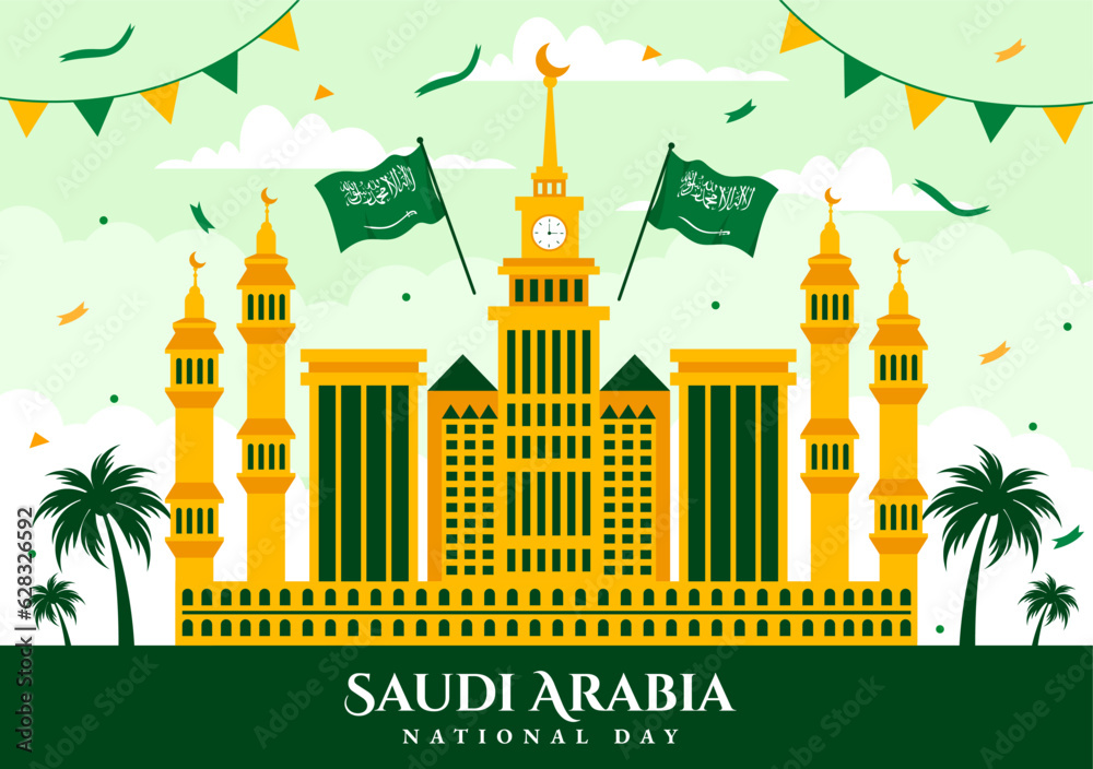 Happy Saudi Arabia National Day Vector Illustration on September 23 ...