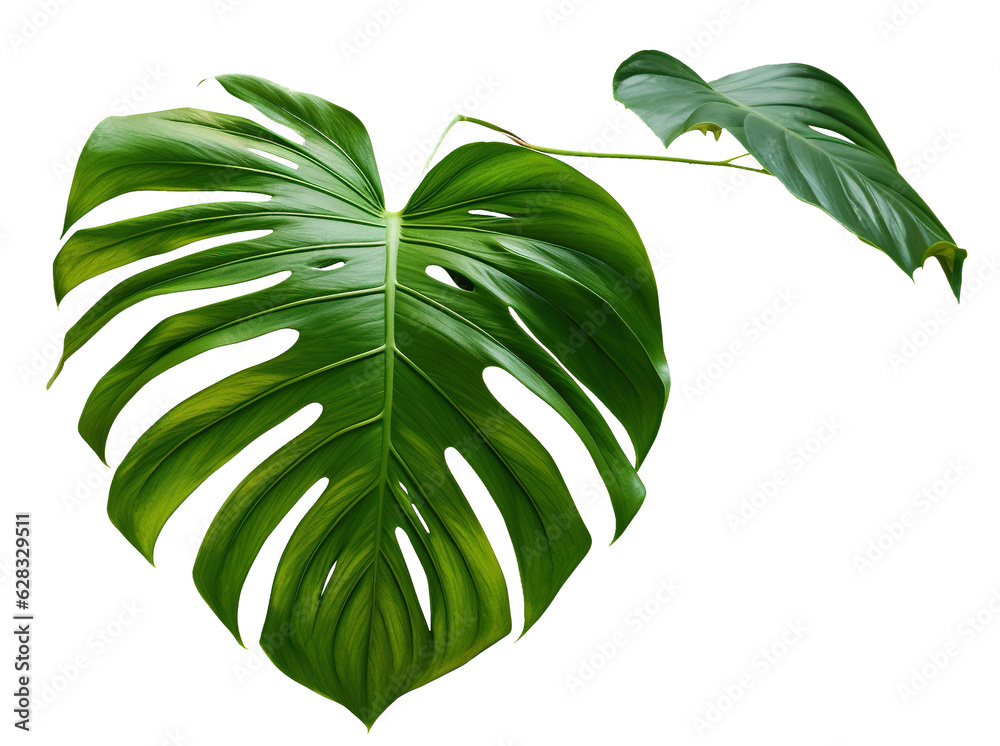 Tropical Big Leaf Hanging Monstera Plant on Transparent Background ...