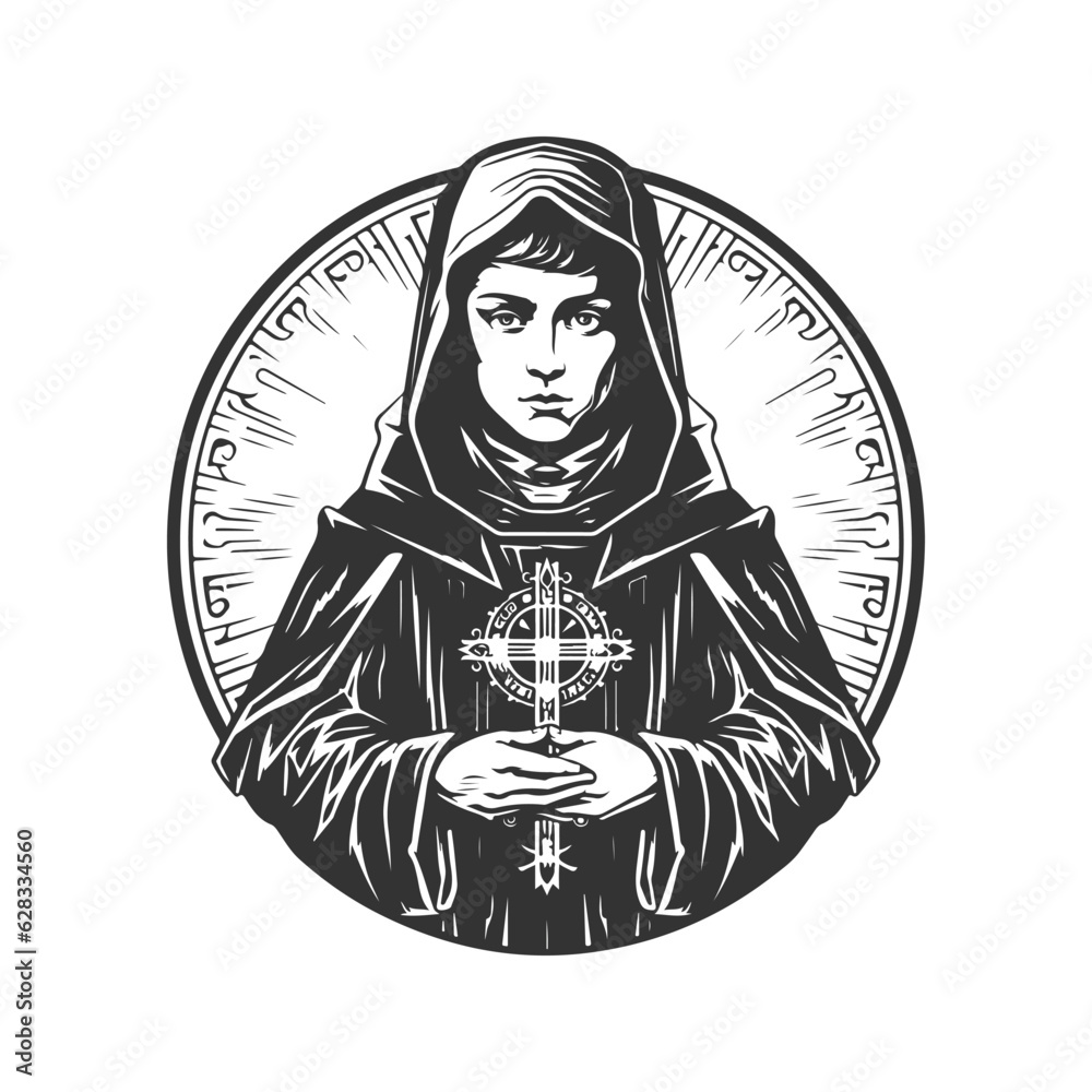 acolyte prince, vintage logo line art concept black and white color ...