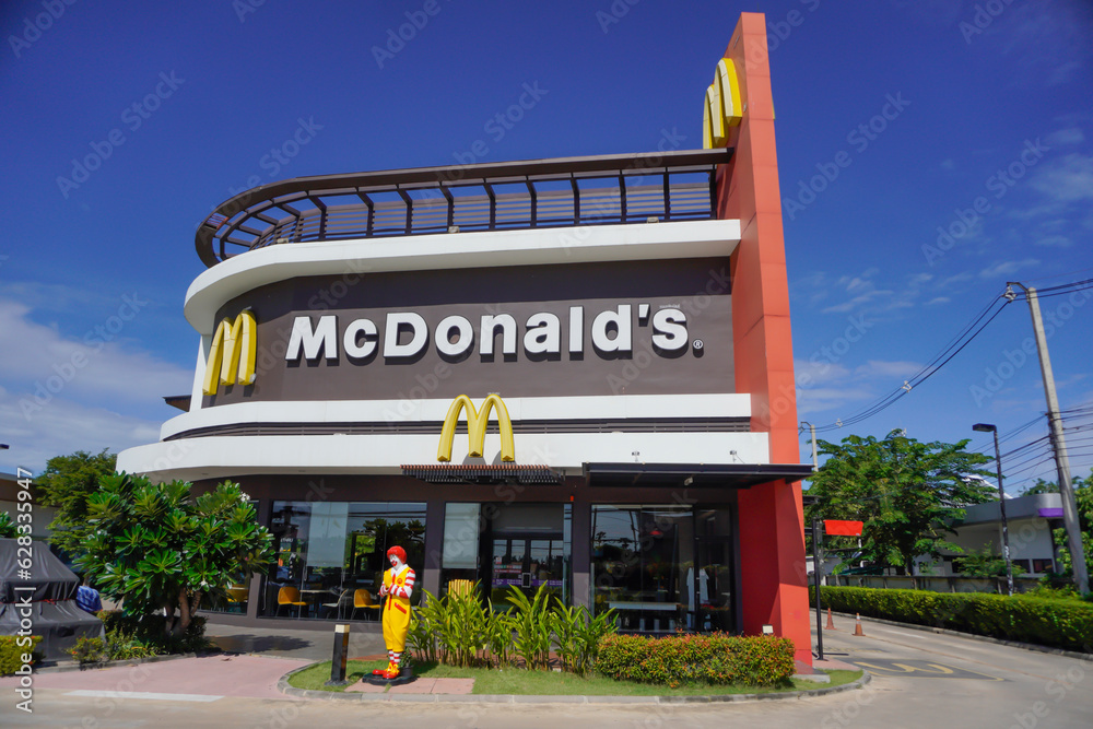 Nakhon Pathom, Thailand-July 28, 2023. The McDonald's logo has branches ...