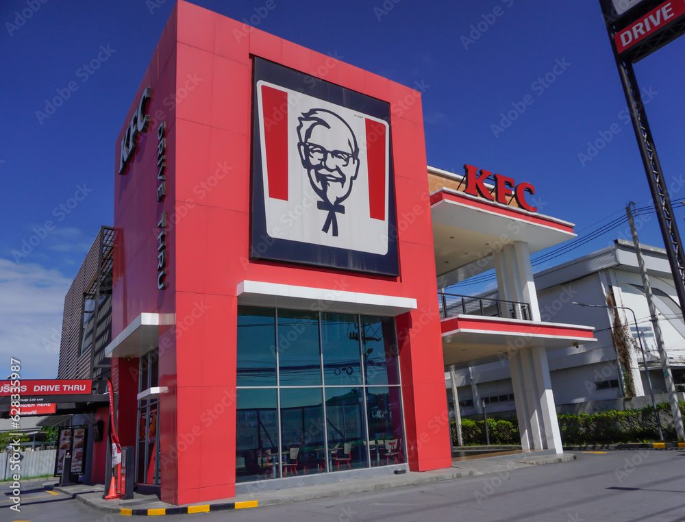 Nakhon Pathom, Thailand-July 28, 2023. The KFC logo has branches all ...