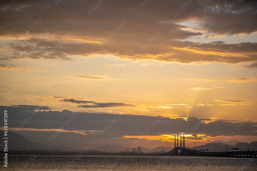 Views of Penang Bridge from various vantage point. Landscape view of ...