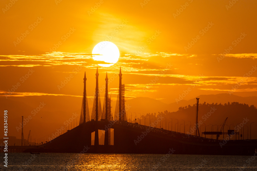 Views of Penang Bridge from various vantage point. Landscape view of ...