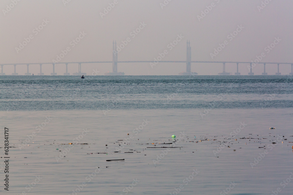 Views of Penang Bridge from various vantage point. Landscape view of ...