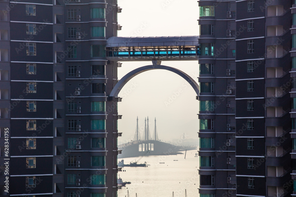 Views of Penang Bridge from various vantage point. Landscape view of ...