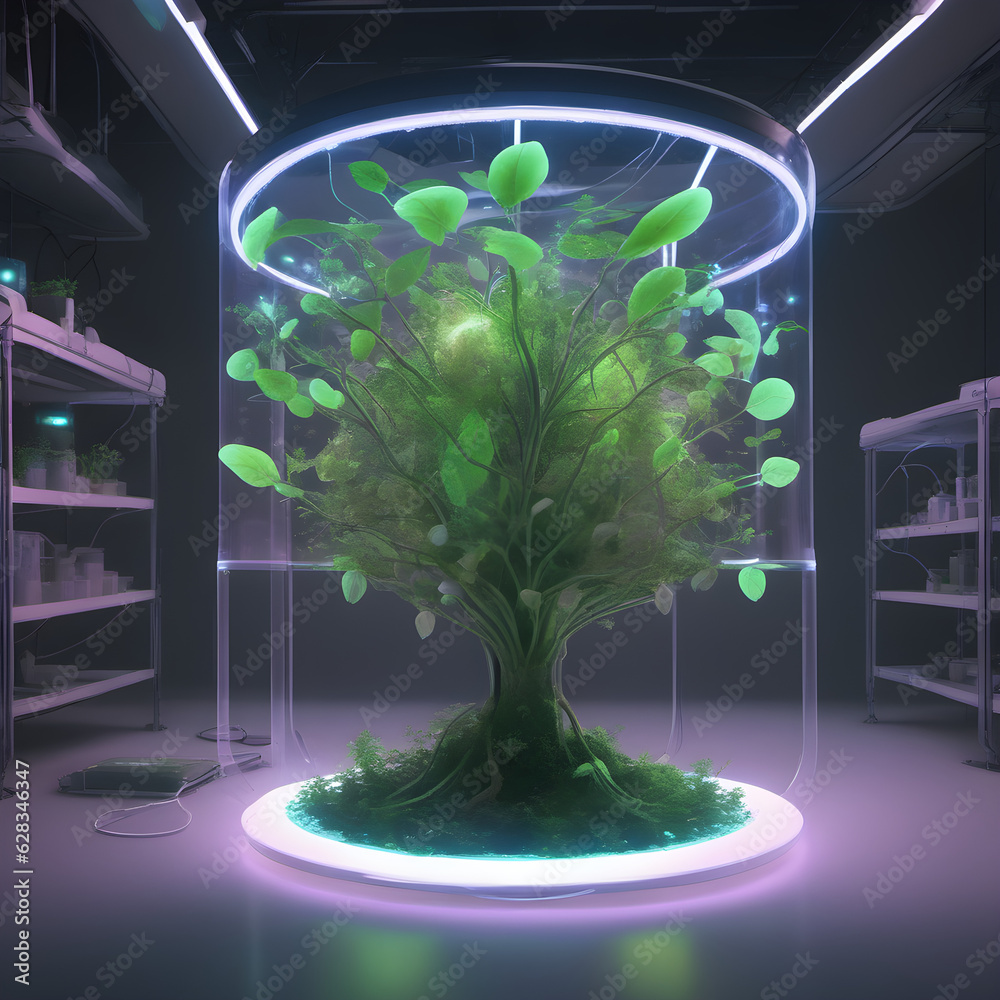 Biotechnology and AI unite, enhancing nature's capabilities. AI art ...