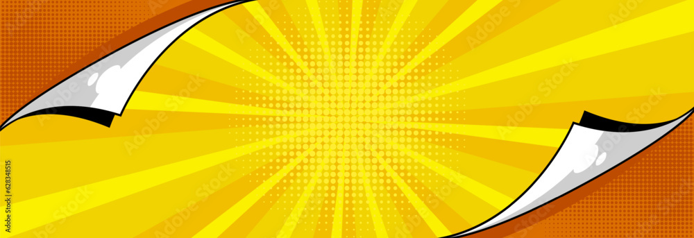 comic cartoon banner background template with peeled paper effect Stock ...