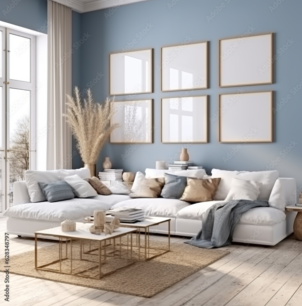 Mockup frame in the modern interior background, 3D render. Made with ...