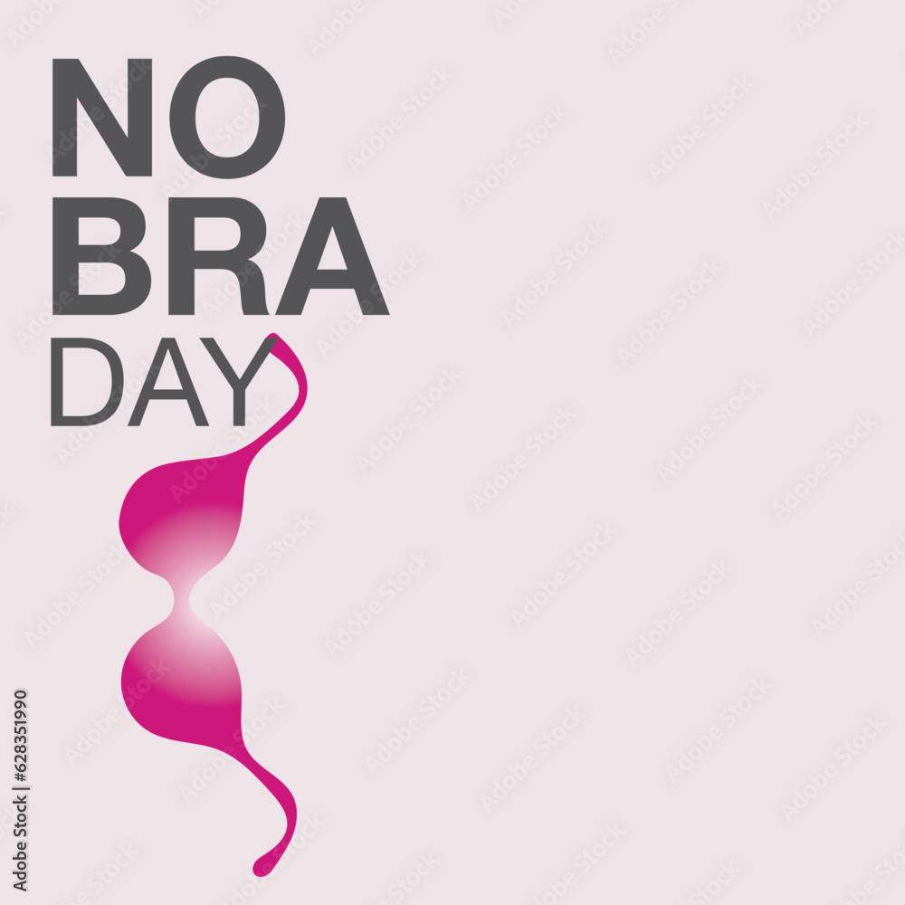 No Bra. Poster for International Woman Day. Young woman silhouette and ...