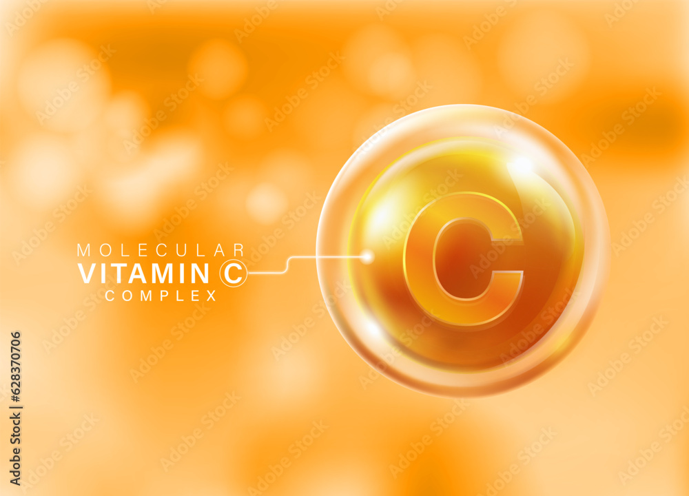 Concentrated vitamin C molecules Floating in front of an isolated ...