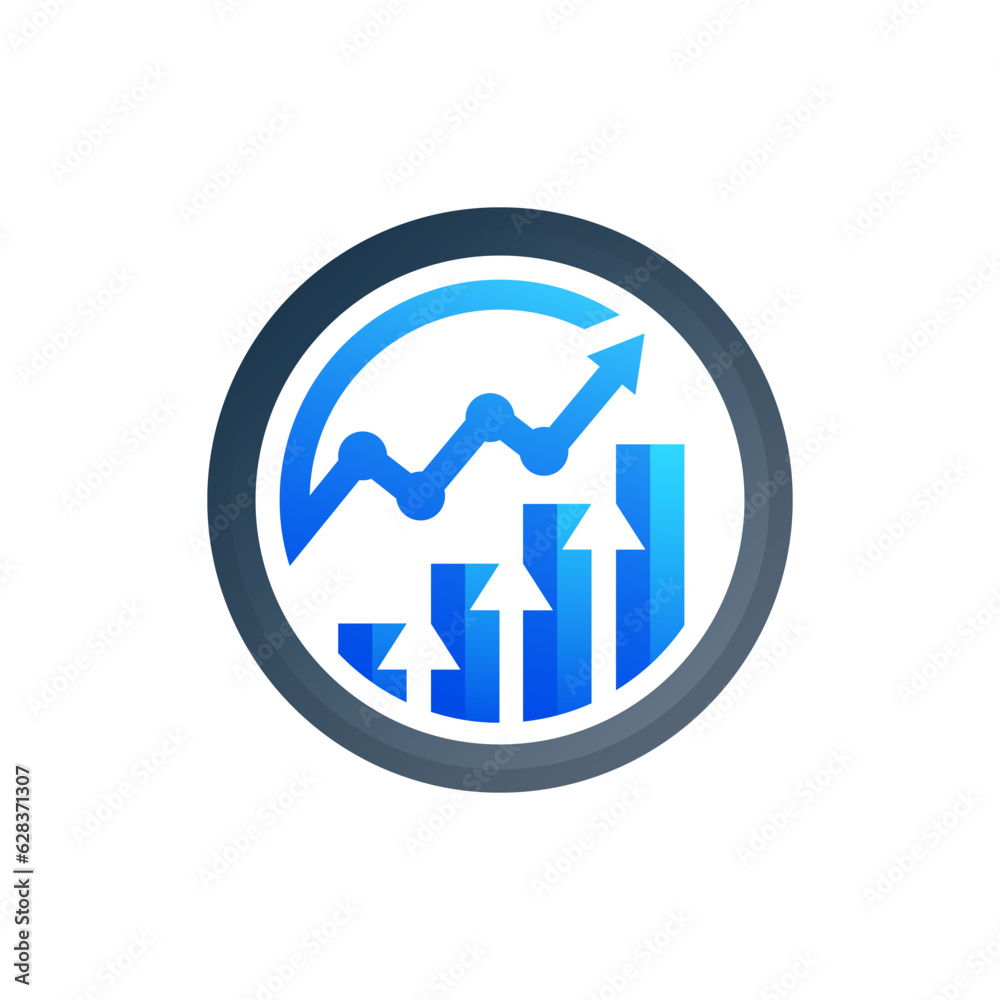 Data analytics logo design. growth arrow logo design for data finance ...