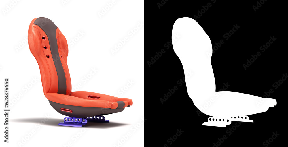 New sport car seat perspective view 3d render on white with alpha Stock ...