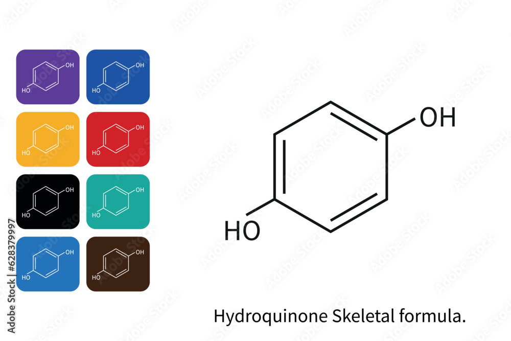 Hydroquinone reducing agent molecule skeletal formula. Vector ...