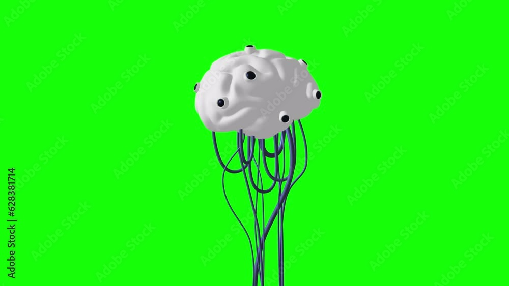 Cyber brain wired neural network. Robotic eternal organ. Cyborg robot ...
